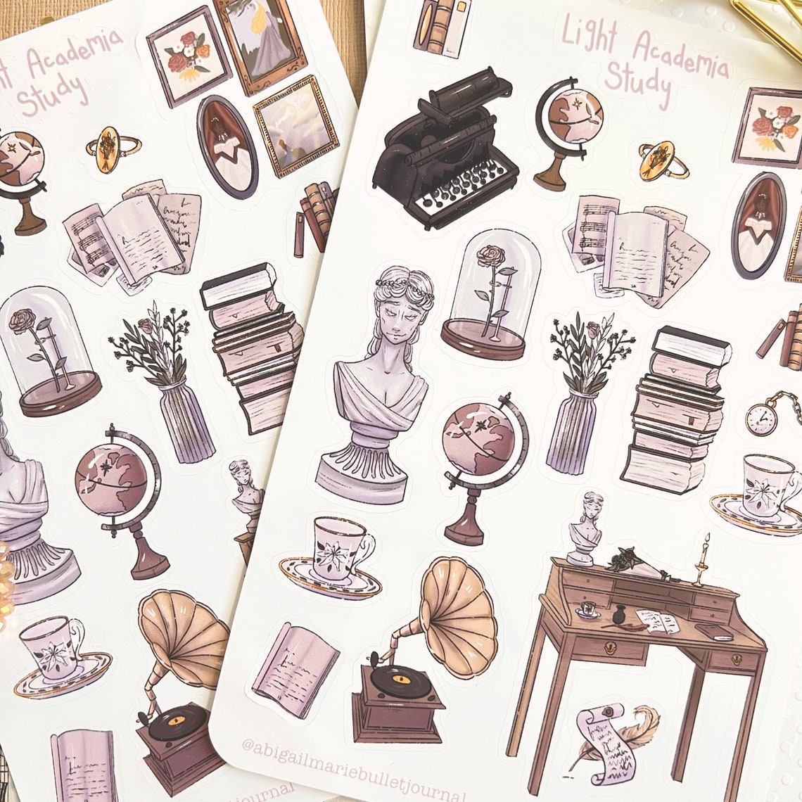 Light Academia Study Themed Matte Bullet Journal Sticker Sheet - Etsy