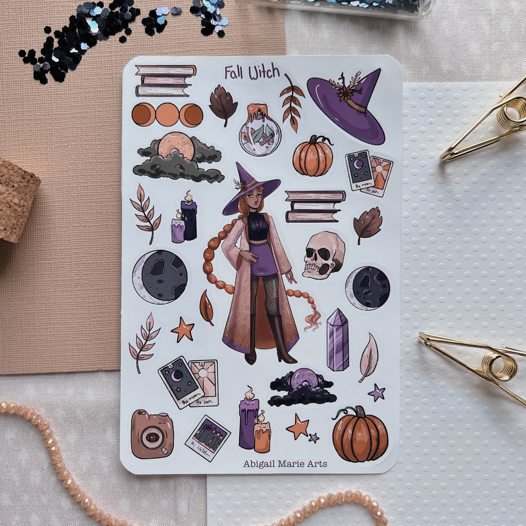 Fall Witch Themed Bullet Journal Sticker Sheet | Matte | Witchy ...