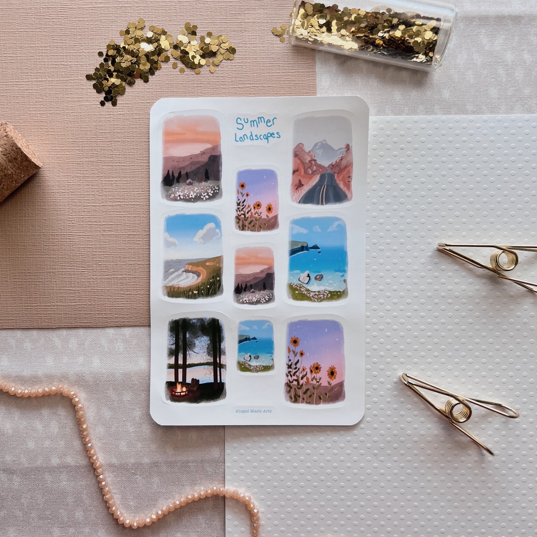 Summer Landscapes Themed Bullet Journal Sticker Sheet | Matte | Flowers ...