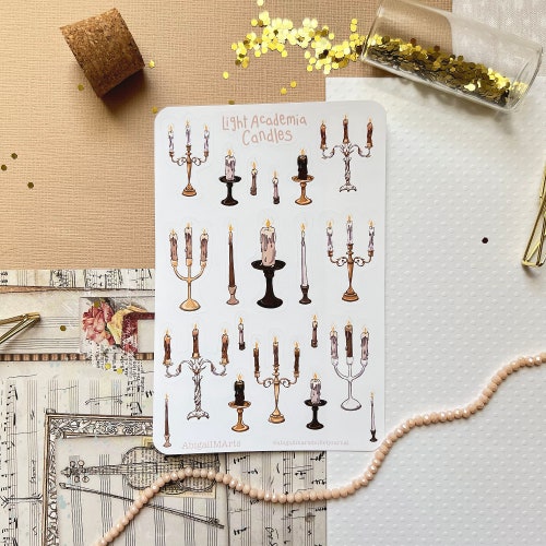 Light Academia Study Themed Matte Bullet Journal Sticker Sheet - Etsy