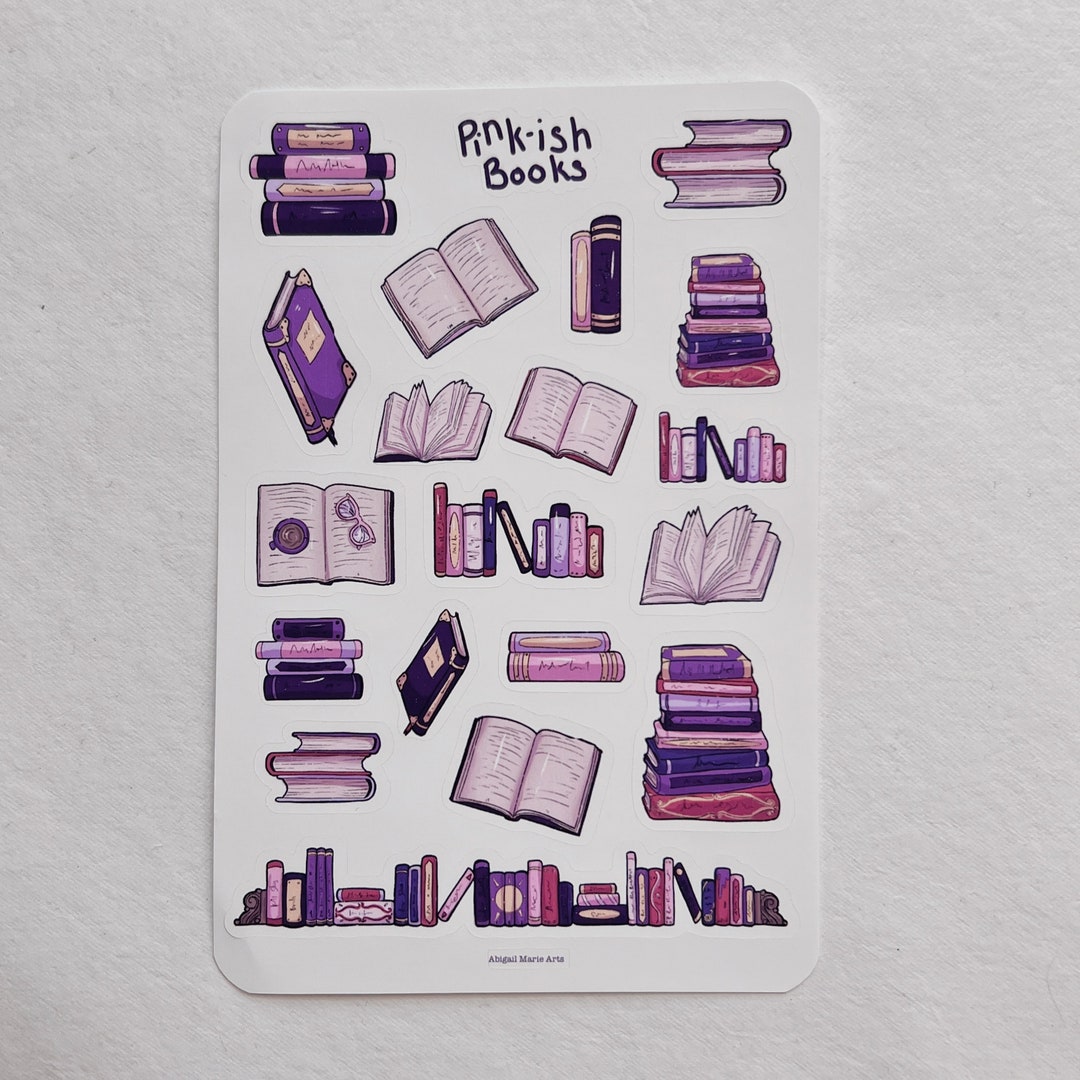 Pink and Purple Books Themed Bullet Journal Sticker Sheet | Matte ...