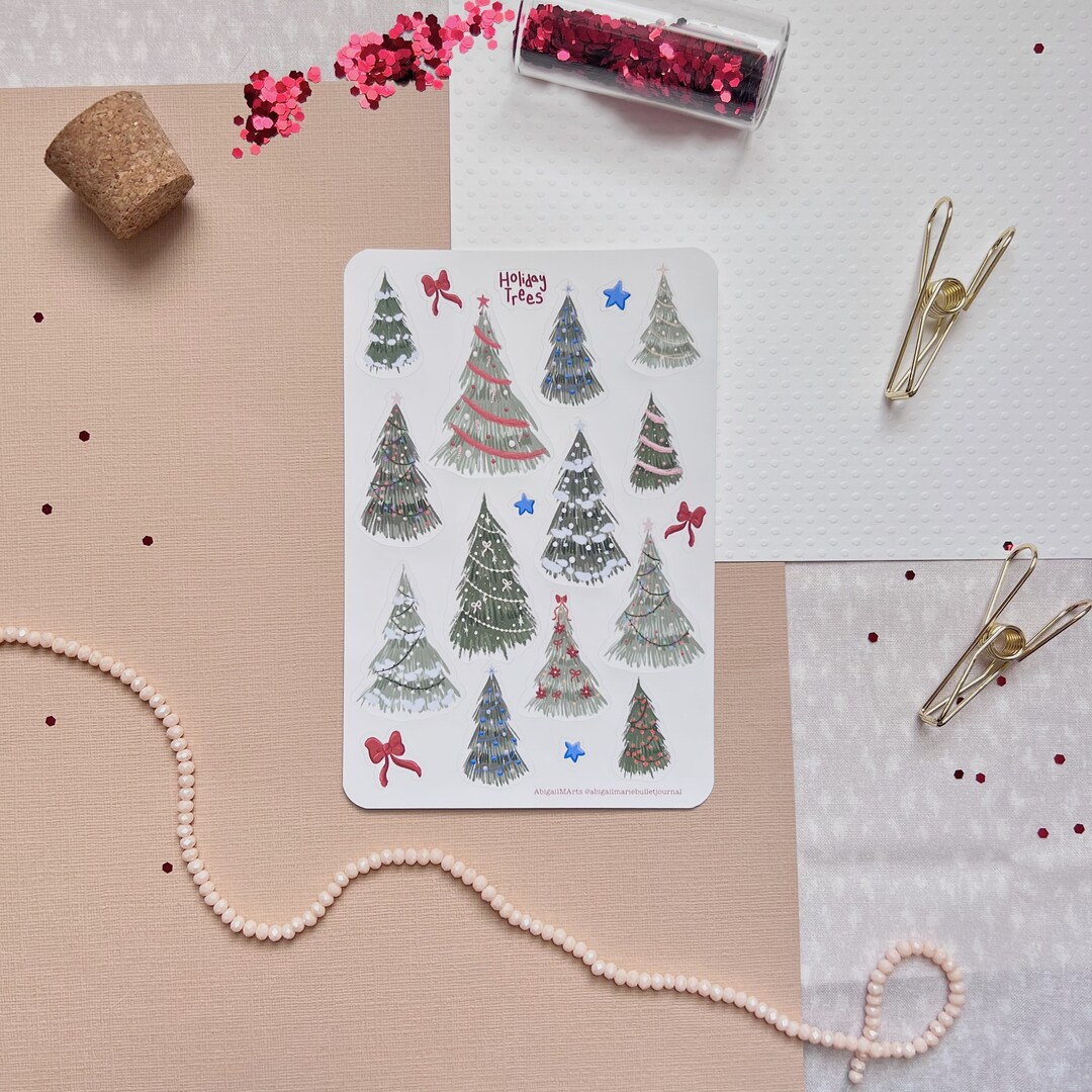 Holiday Trees Bullet Journal Sticker Sheet | Matte | Winter | Planner ...