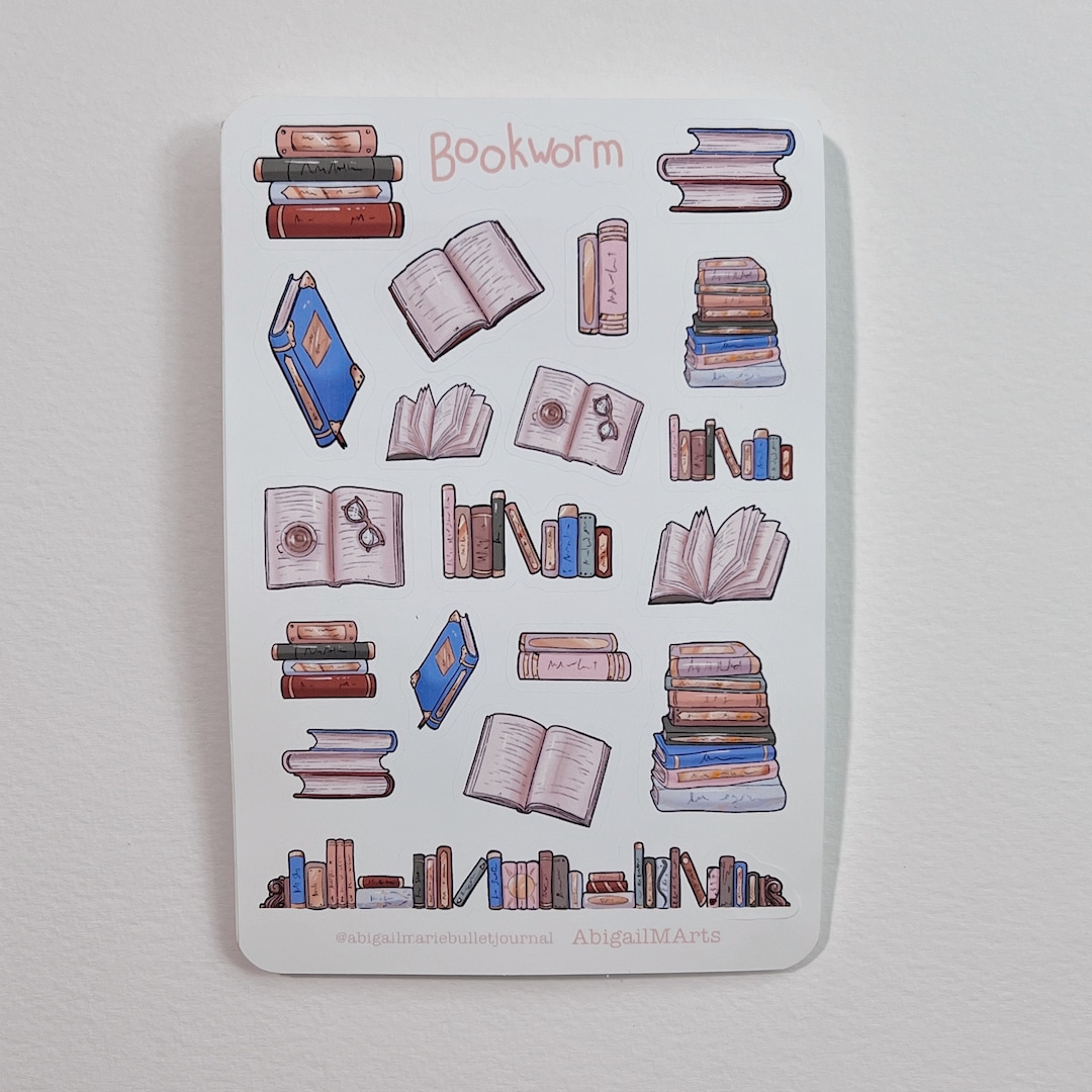 Bookworm Themed Matte Bullet Journal Sticker Sheet | Planner | Bujo ...