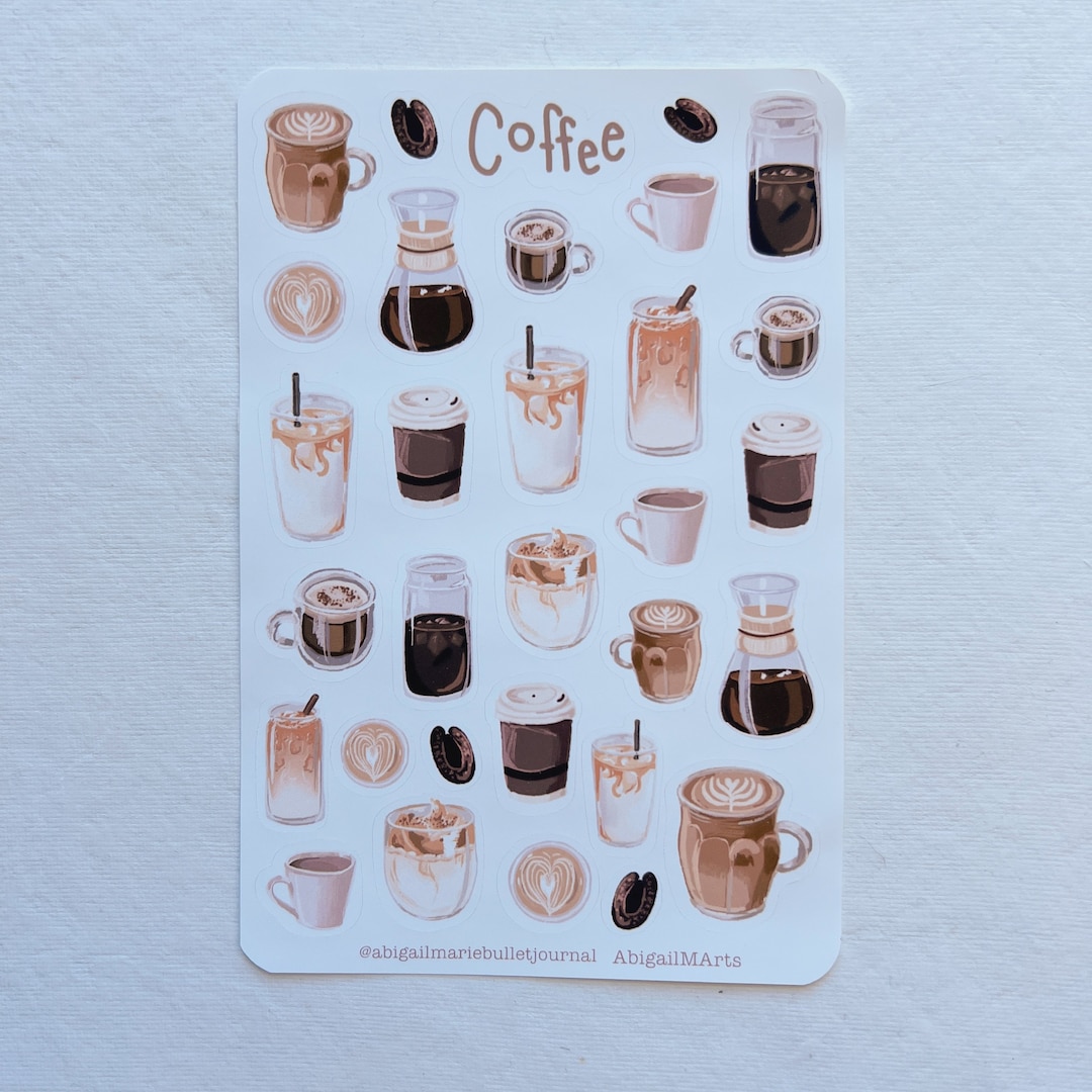 Coffee Themed Matte Bullet Journal Sticker Sheet | Bujo | Planner ...