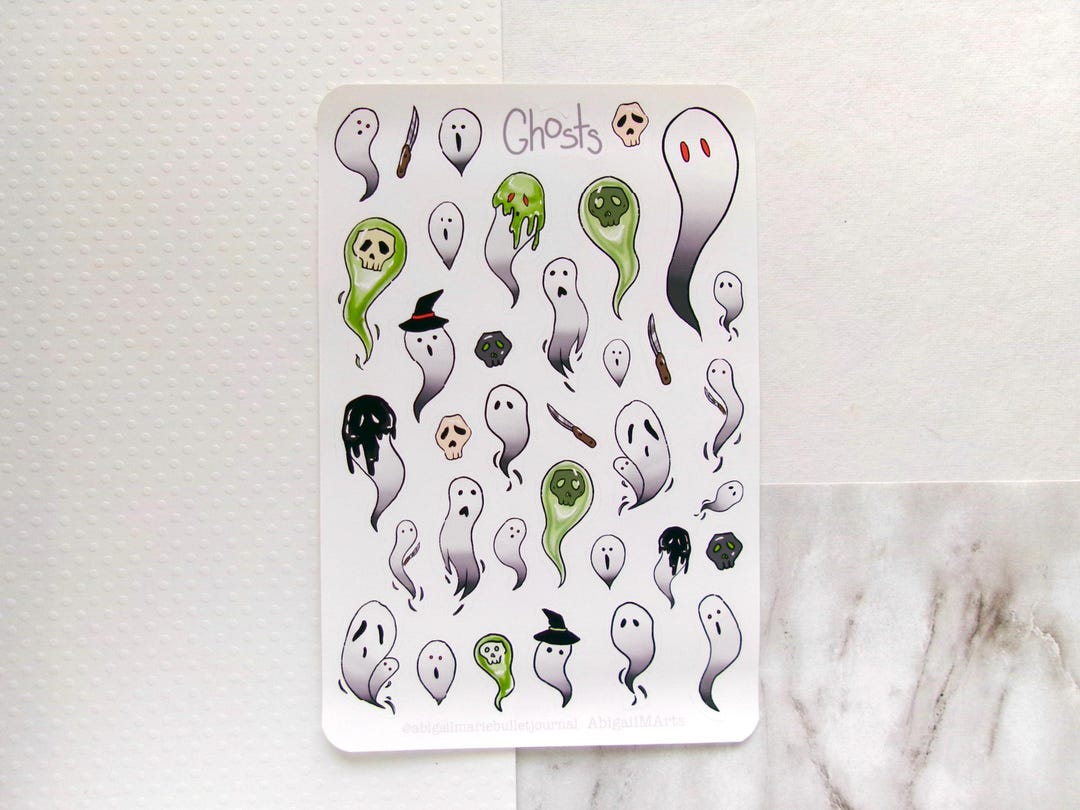 Spooky Ghost Themed Matte Bullet Journal Sticker Sheet | Planner | Bujo ...