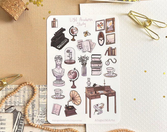 Light Academia Study Themed Matte Bullet Journal Sticker Sheet ...