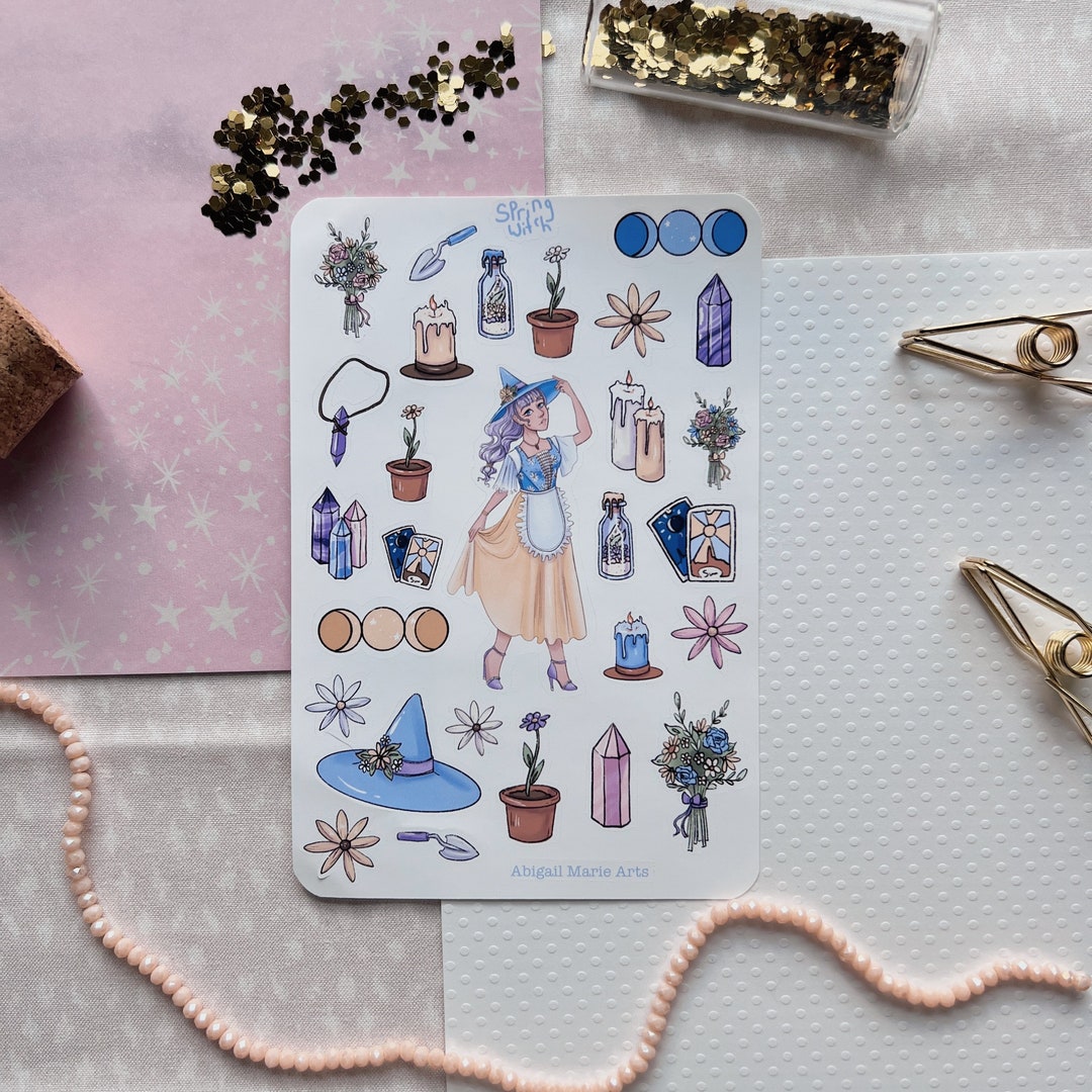 Spring Witch Themed Bullet Journal Sticker Sheet | Matte | Witchy ...