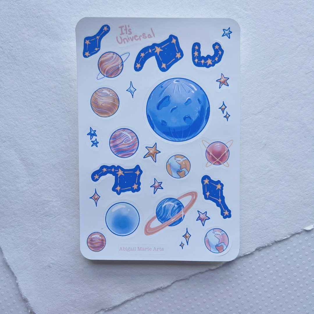 Universe and Star Themed Bullet Journal Sticker Sheet Matte Planets ...