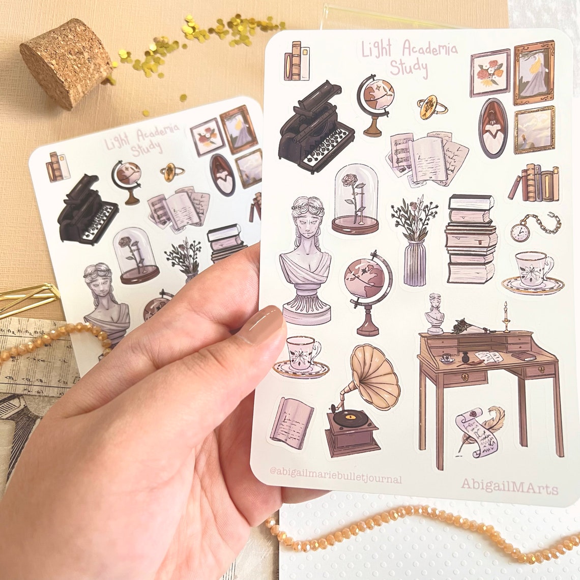 Light Academia Study Themed Matte Bullet Journal Sticker Sheet - Etsy