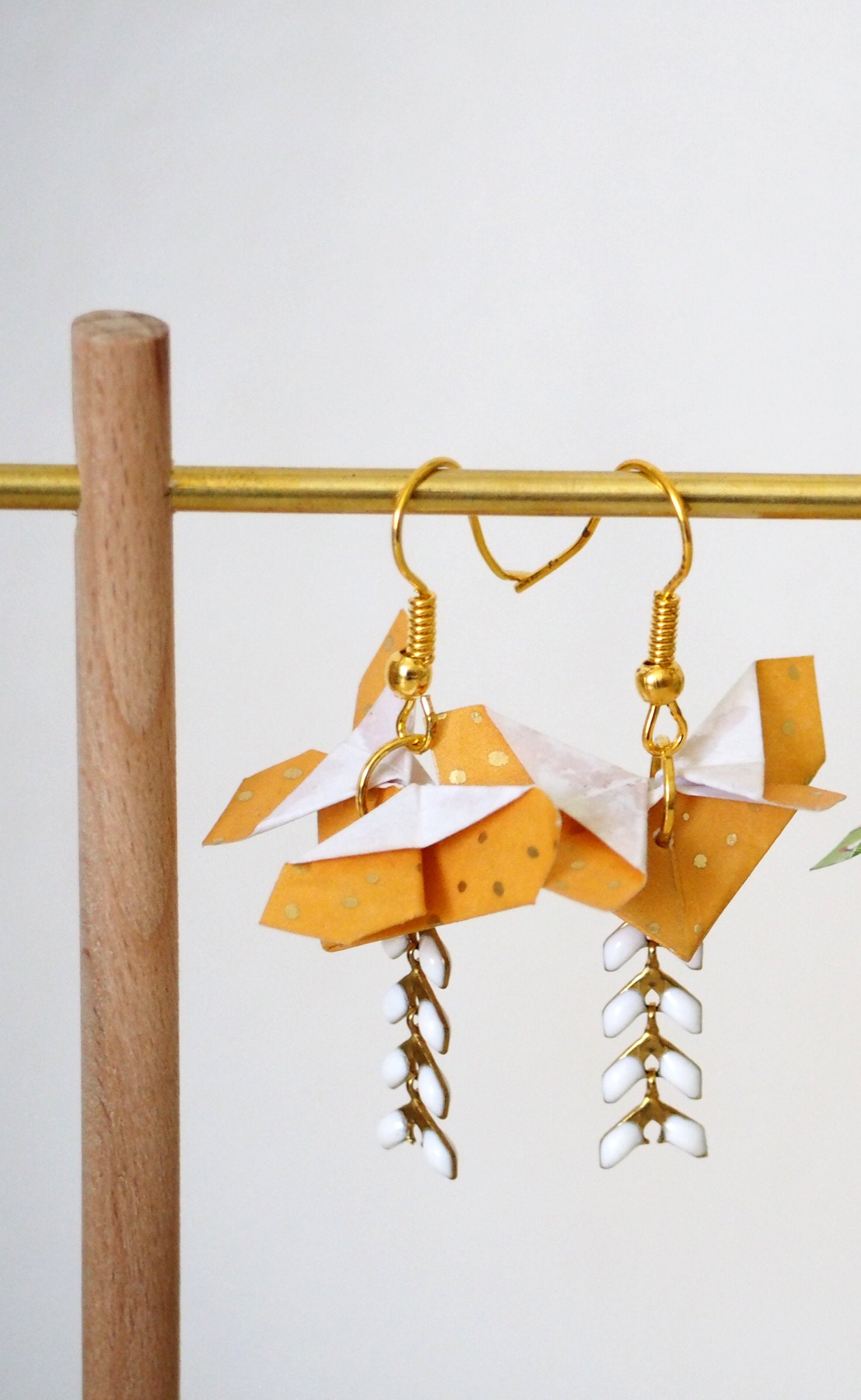 Origami Butterflies Earrings With Ear Chain - Etsy Denmark