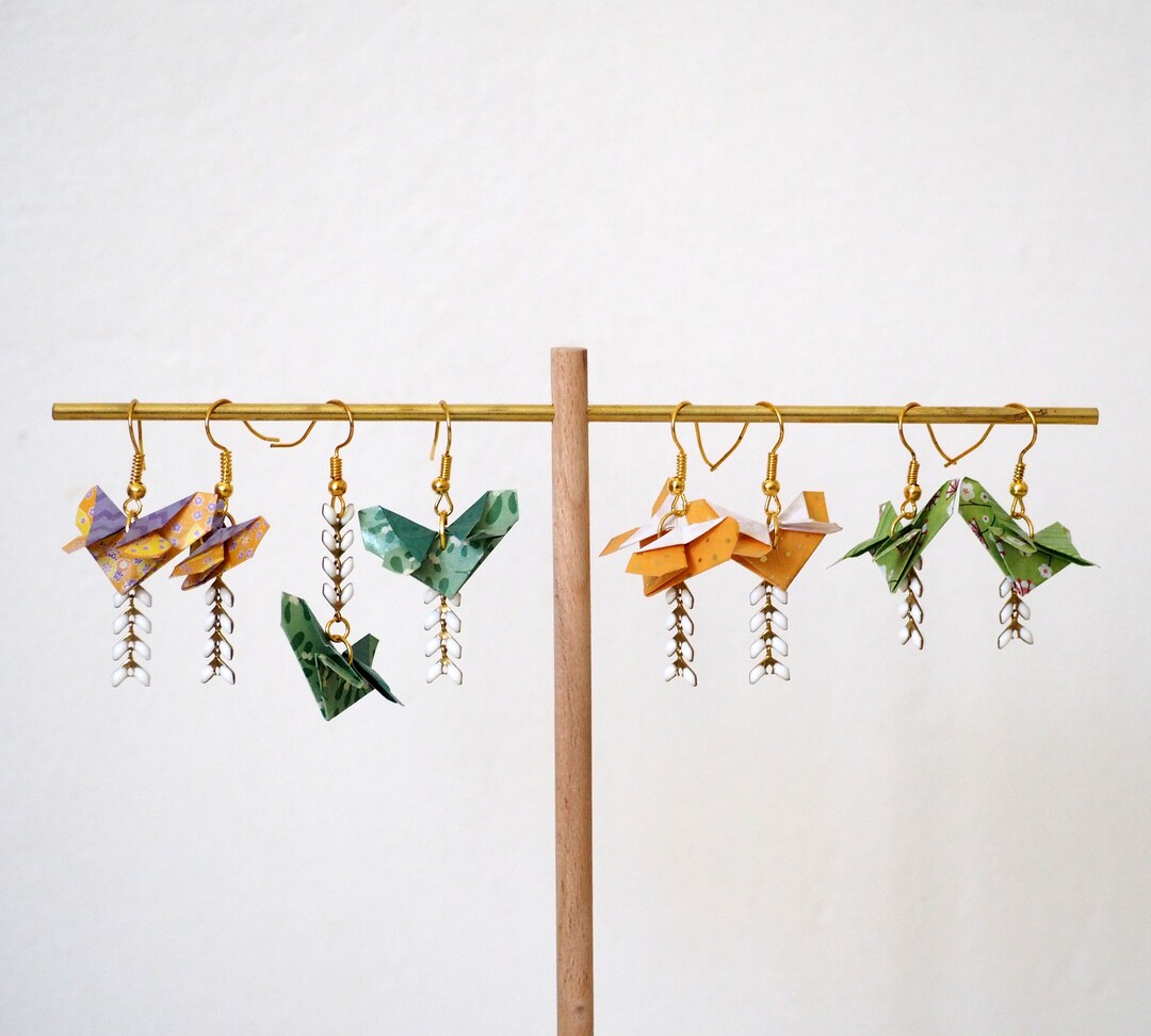 Origami Butterflies Earrings With Ear Chain - Etsy Denmark