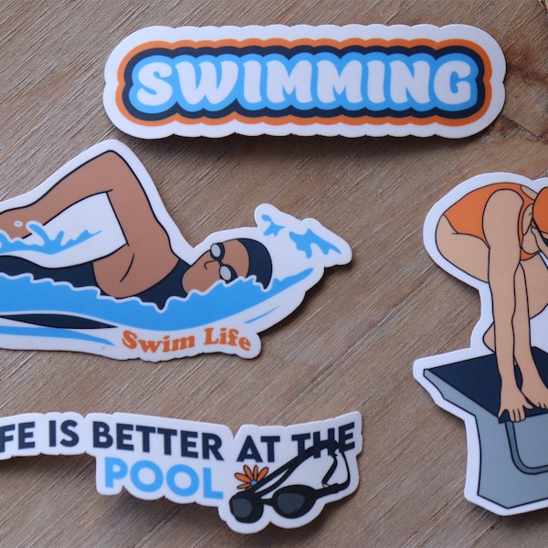 Swimming Stickers - Etsy