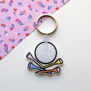 Golf Keychain, Golf Ball and Tees Keychain, Acrylic Keychain, Golf Girl ...