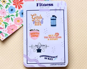 GYM EXERCISE Sticker Sheet // Aesthetic Cute Fitness Workout Strong ...