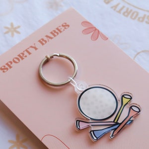 Golf Keychain, Golf Ball and Tees Keychain, Acrylic Keychain, Golf Girl ...