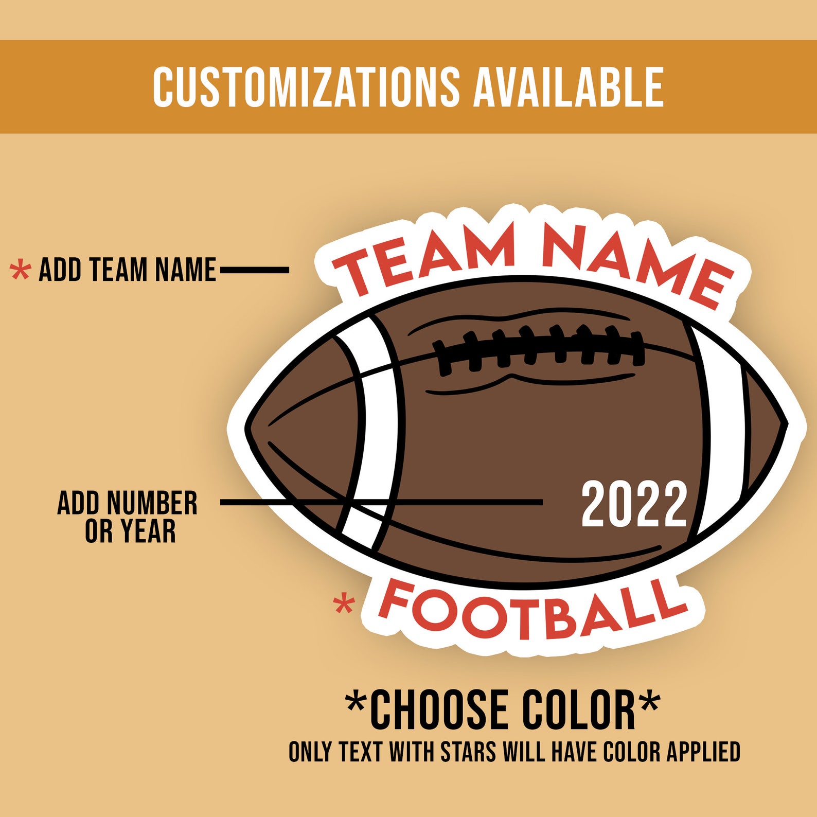 Custom Football Stickers Custom Sport Sticker Football - Etsy