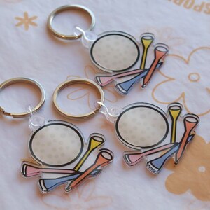 Golf Keychain, Golf Ball and Tees Keychain, Acrylic Keychain, Golf Girl ...