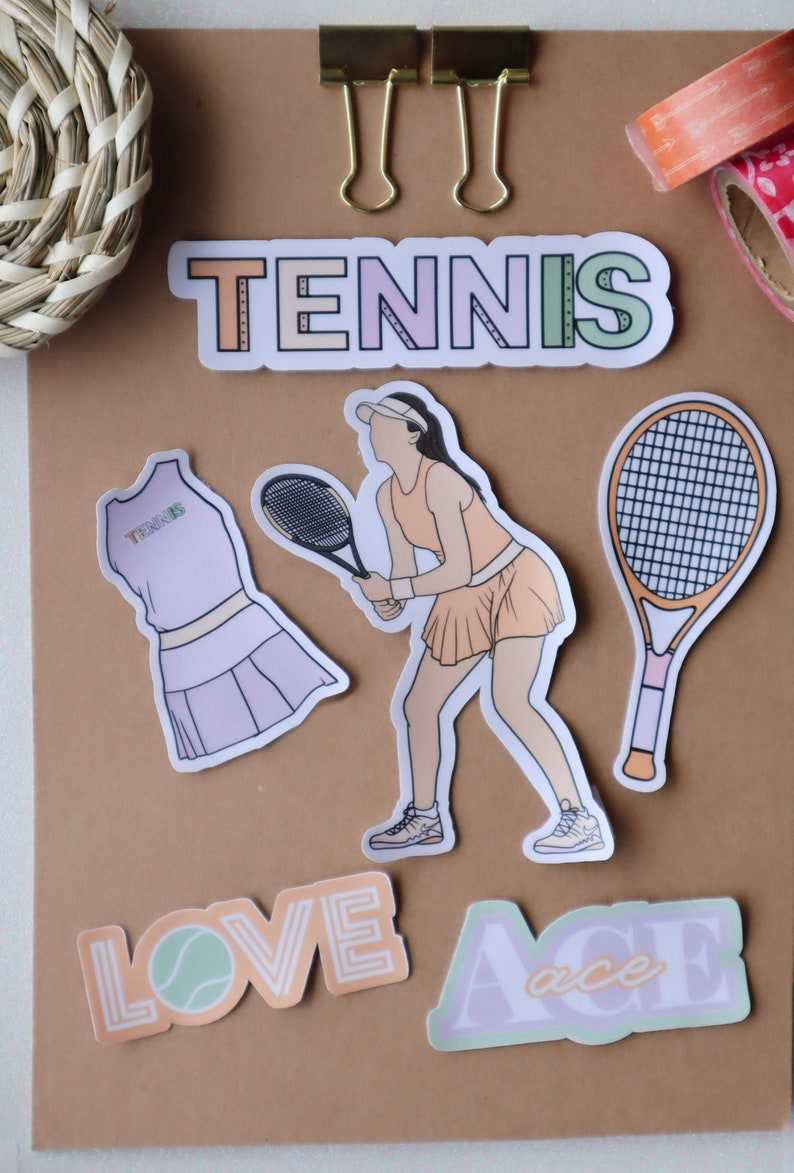 Tennis Stickers Girl Tennis Player Stickers Tennis Vinyl - Etsy