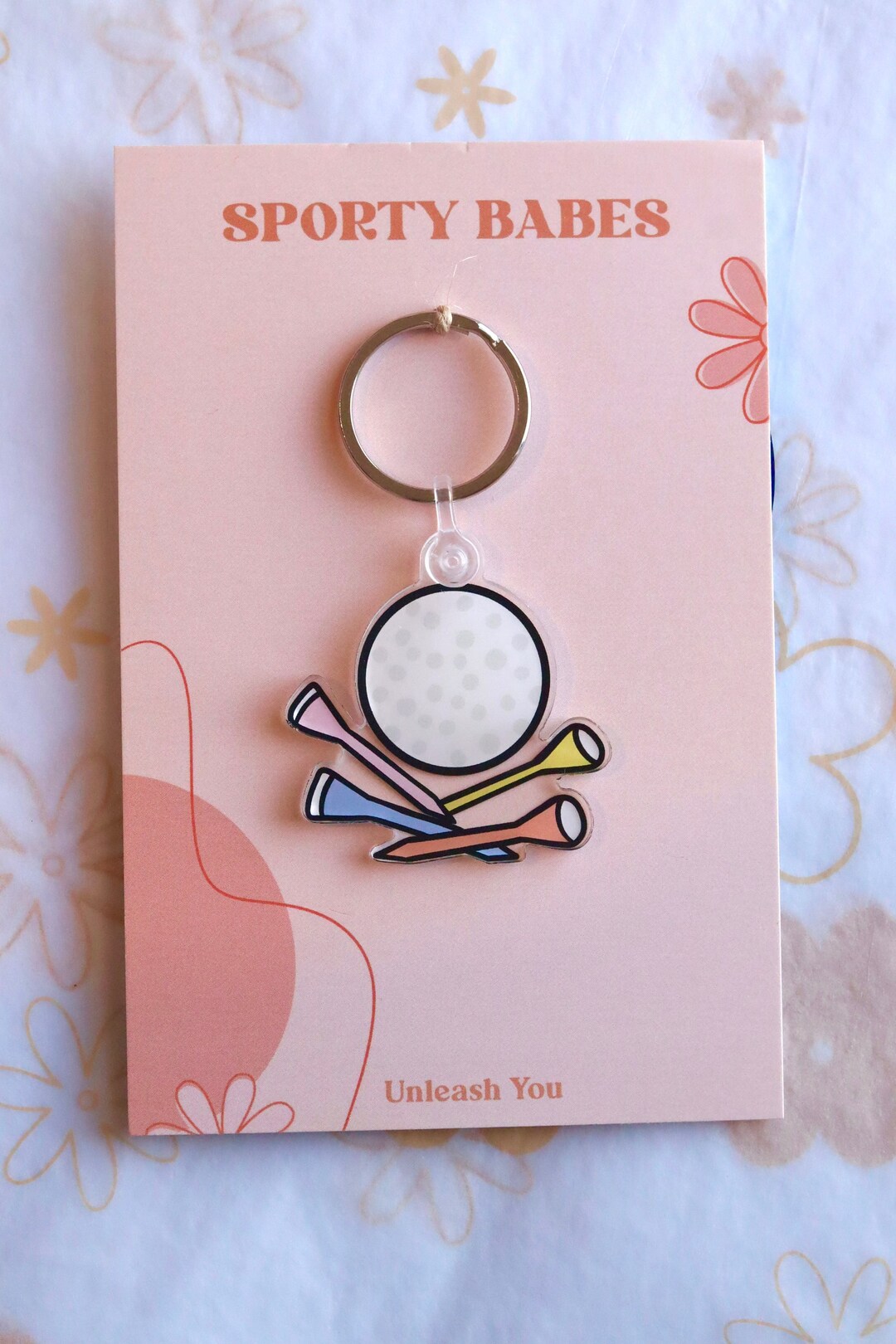 Golf Keychain, Golf Ball and Tees Keychain, Acrylic Keychain, Golf Girl ...