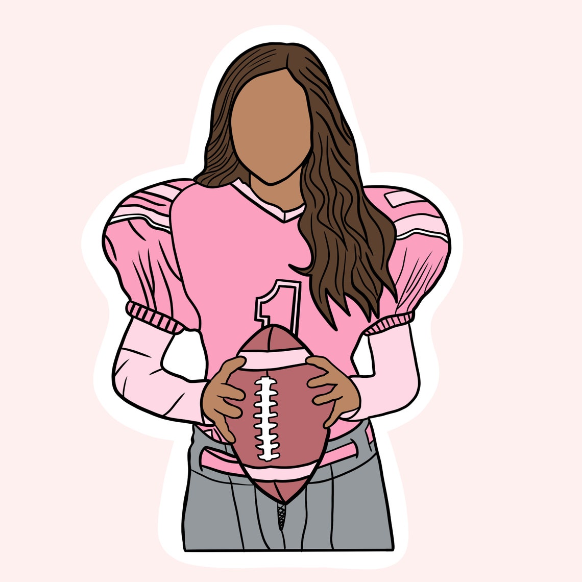 Girl Football Sticker Football Player Vinyl Sticker | Etsy