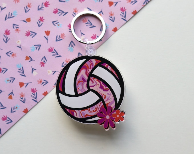 Volleyball Charm Keychain, Personalized Volleyball Key Chain ...