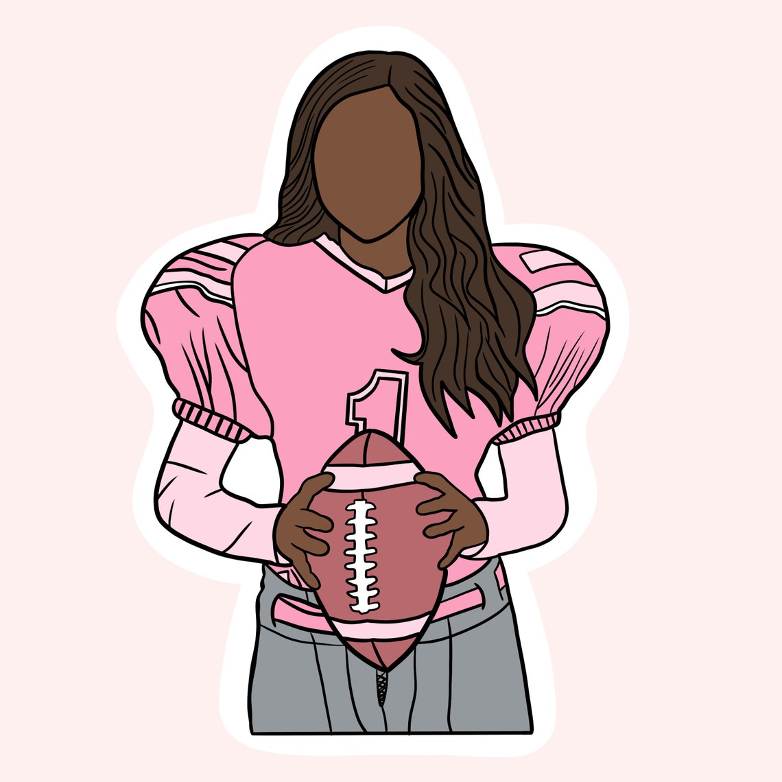 Girl Football Sticker Football Player Vinyl Sticker | Etsy