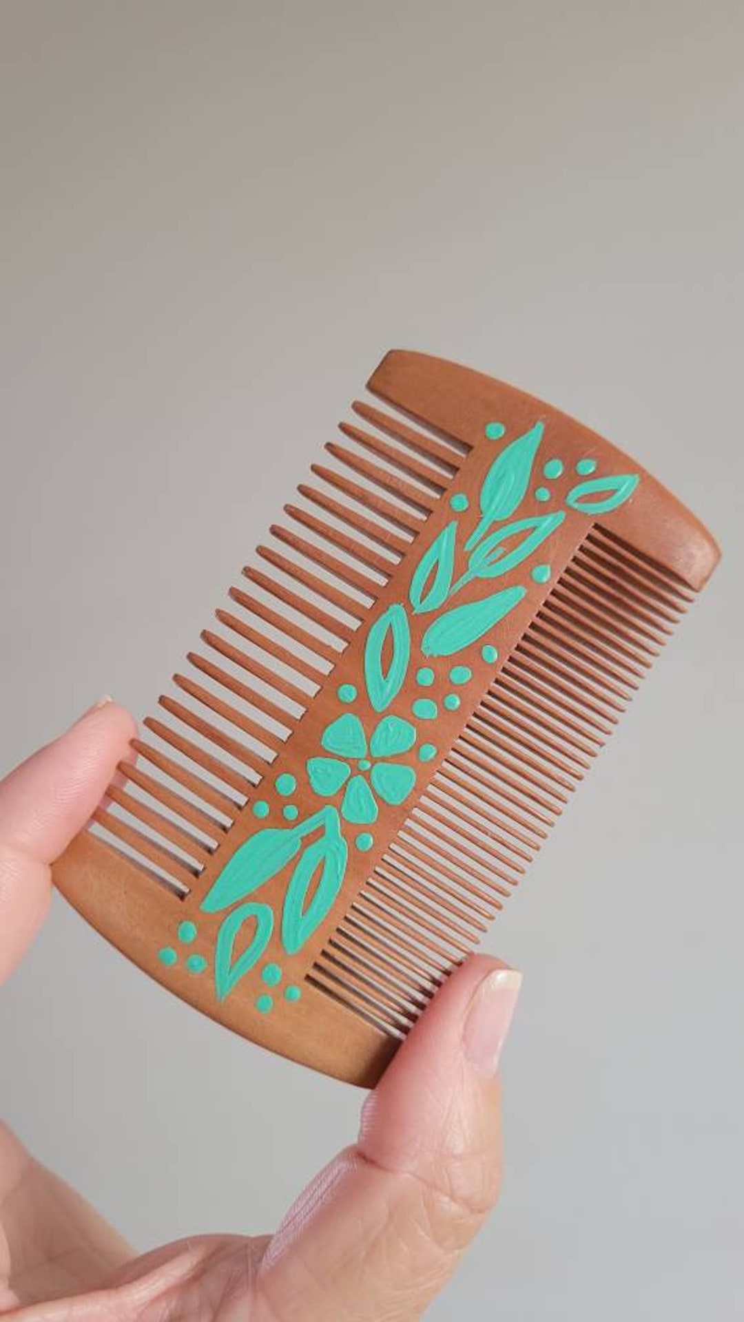 Macramé Fringe Comb With Hand Painted Floral Design - Etsy