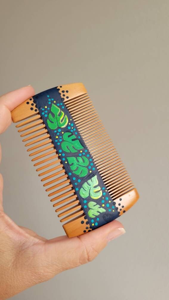 Macramé Fringe Comb With Hand Painted Tropical Design - Etsy