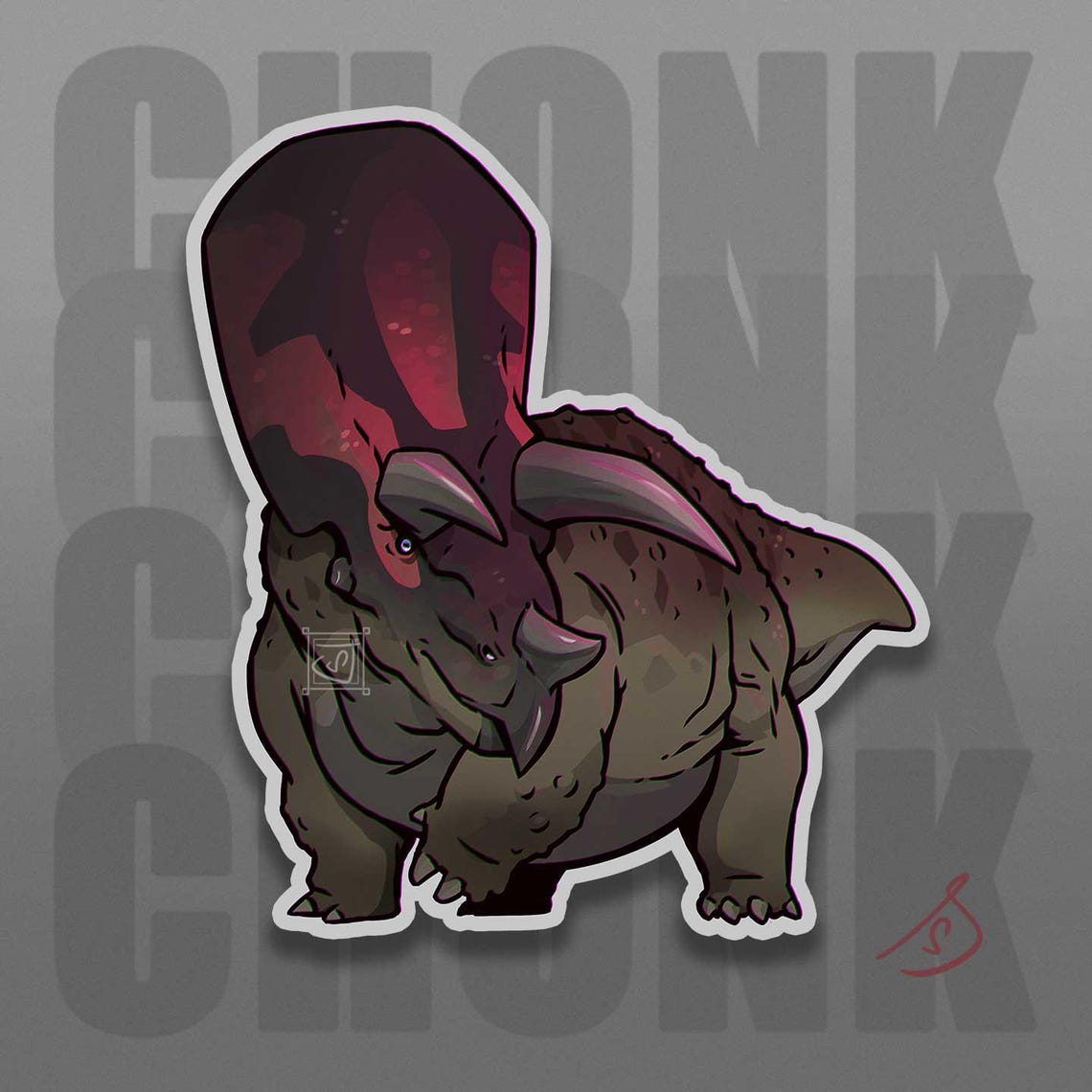 Cretaceous Chonkers - Chonky Torosaurus, Dinosaur Stickers, Original ...