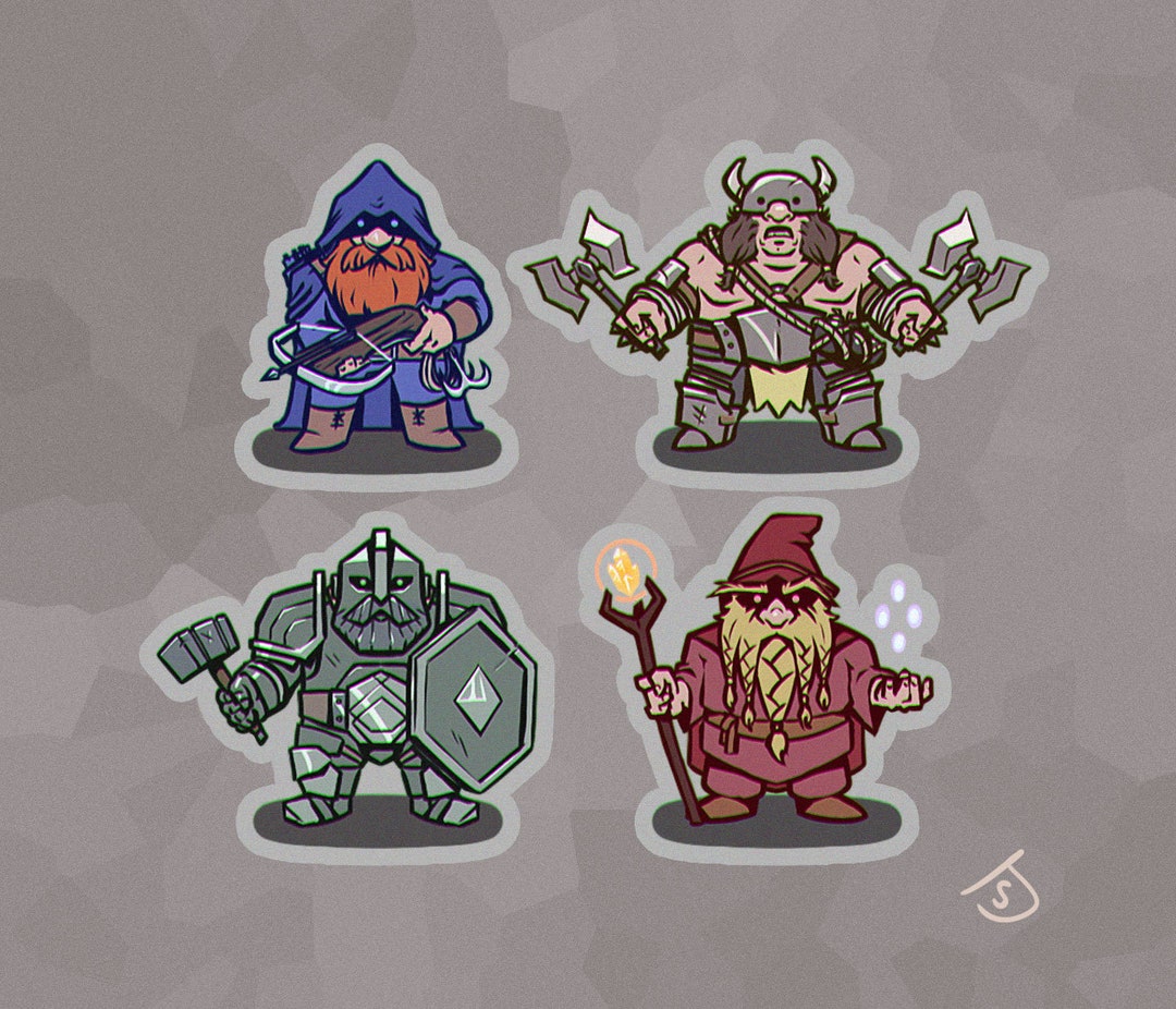 Dwarf Crew Sticker Set - Dye Cut Vinyl Stickers Original Art - Etsy