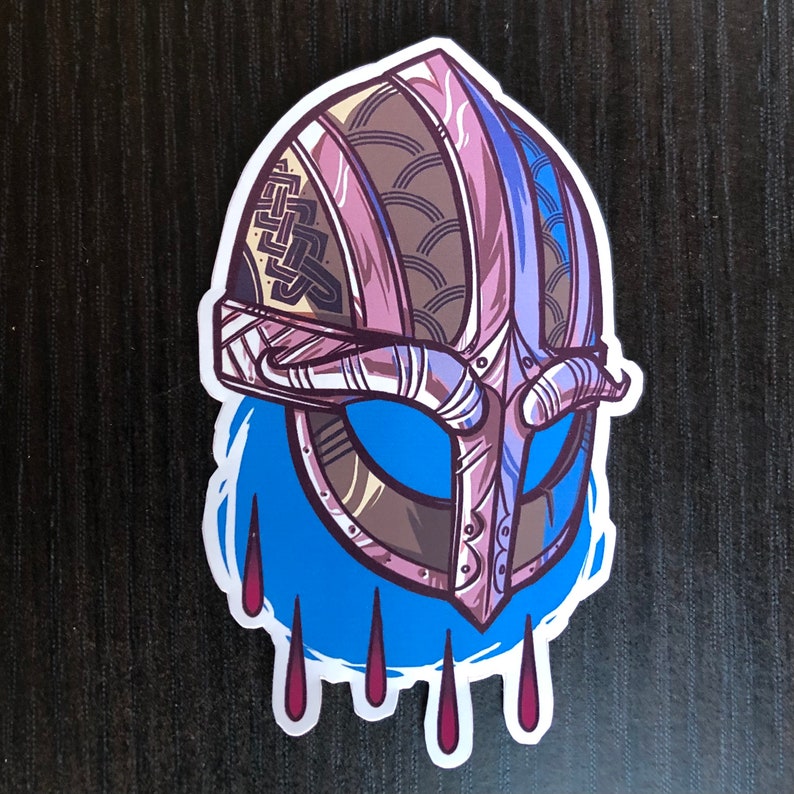 Norse Themed Stickers, Viking Helmet Sticker, Original Art, Dye Cut ...