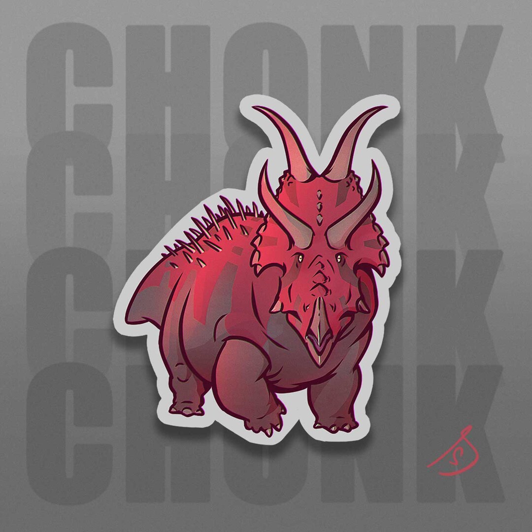 Cretaceous Chonkers - Chonky; Diabloceratops, Original Art, Die Cut ...