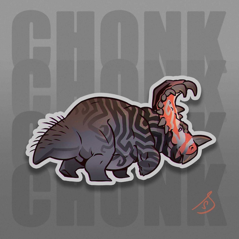 Cretaceous Chonkers - Sinosaurus, Original Art, Die Cut Vinyl Dinosaur ...