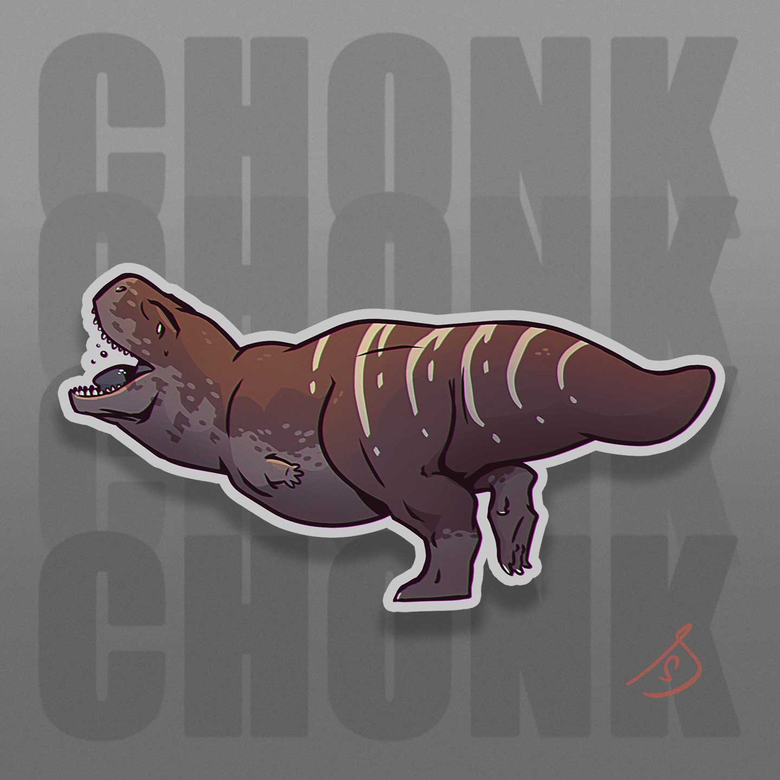 Cretaceous Chonker Pycnonemosaurus, Original Artwork, Dye Cut, Dinosaur ...