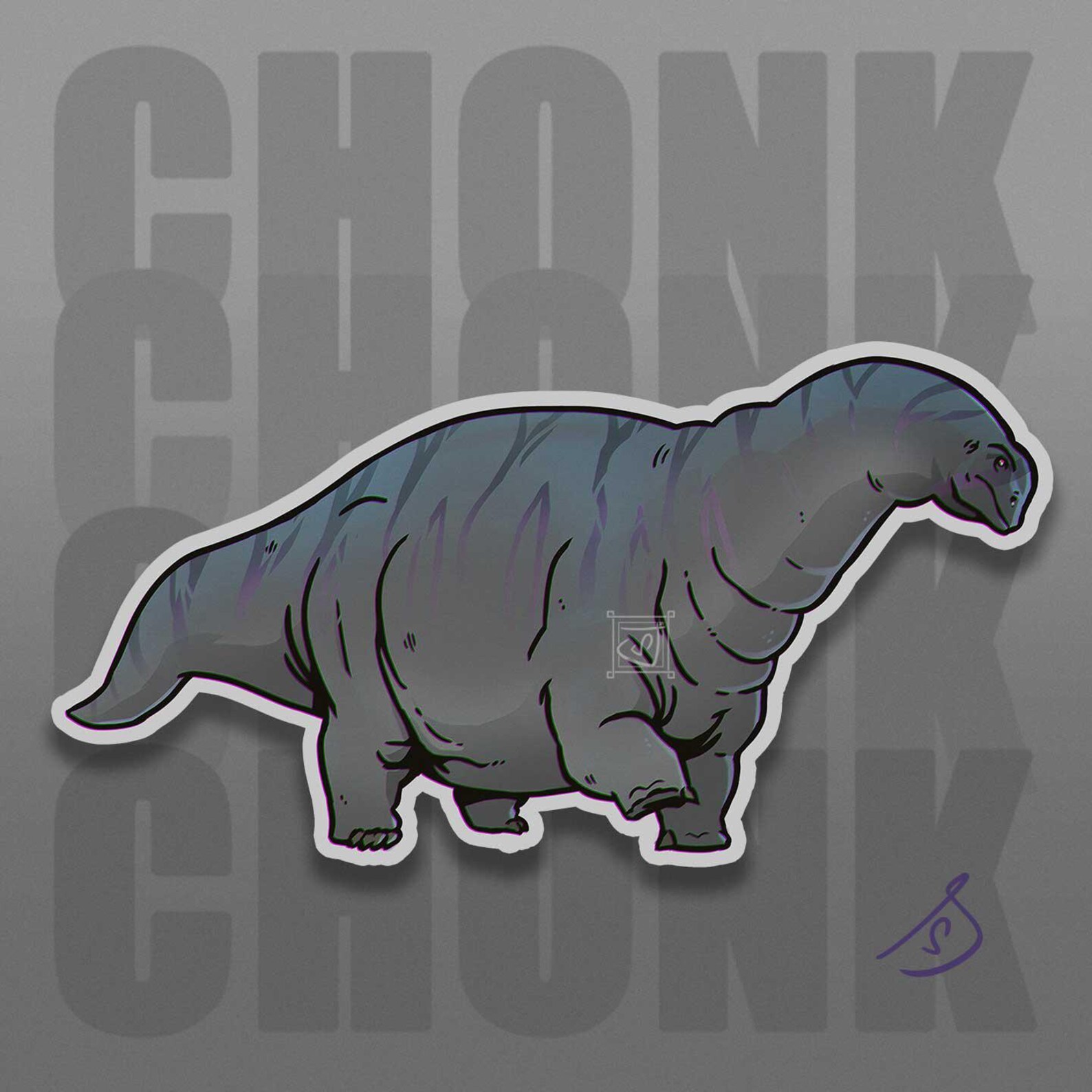 Cretaceous Chonkers - Borealosaurus, Original Art, Die Cut, Vinyl ...