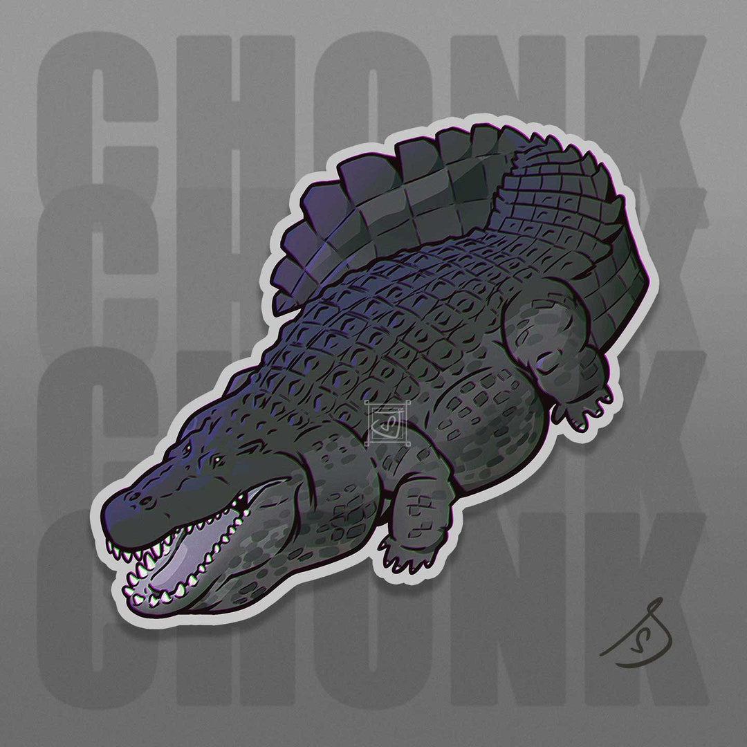 Cretaceous Chonkers Chonky Deinosuchus, Dinosaur Stickers, Original Art ...