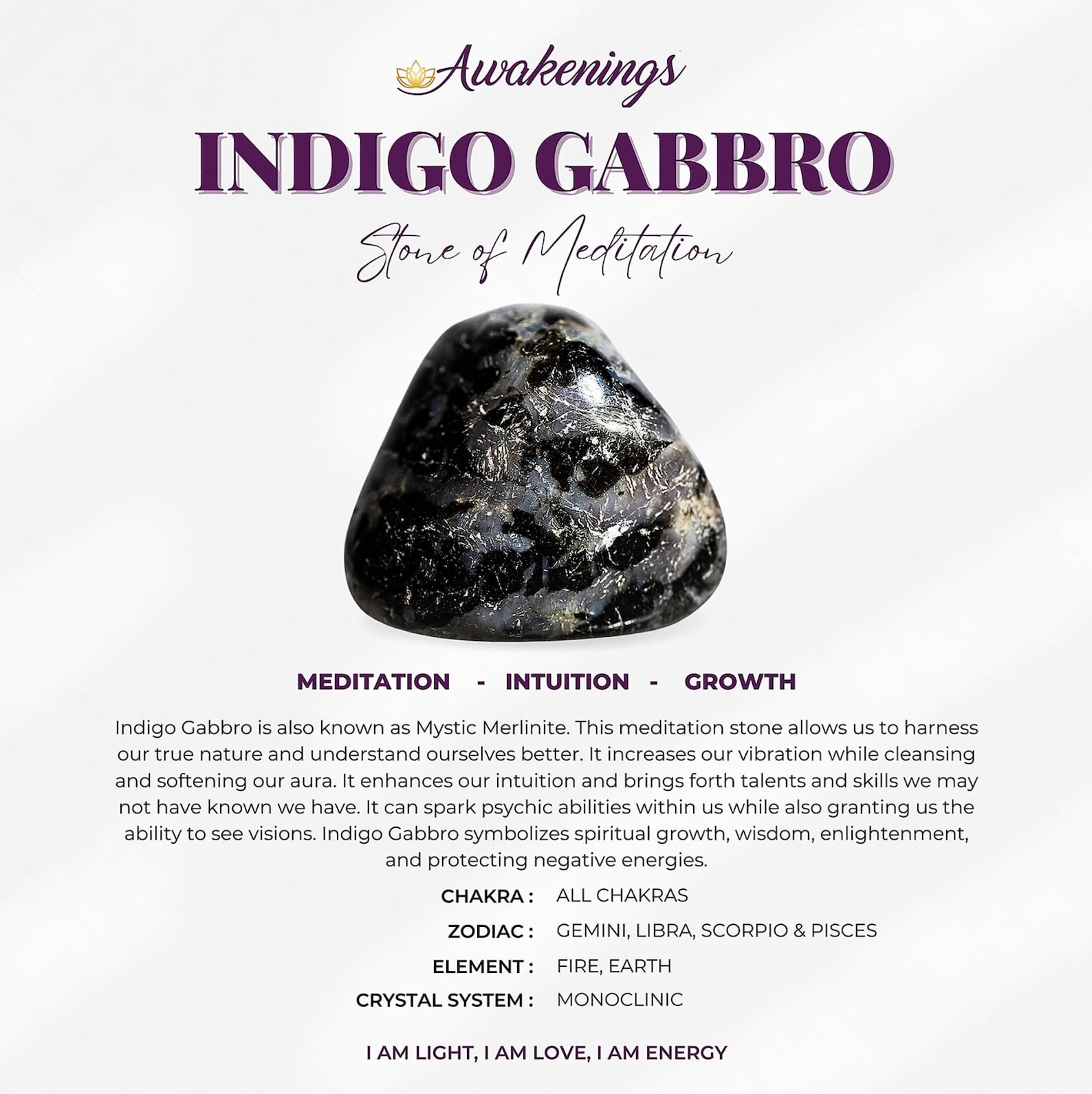 Indigo Gabbro (mystic Merlinite) - Tumbled - 1 Stone - Etsy