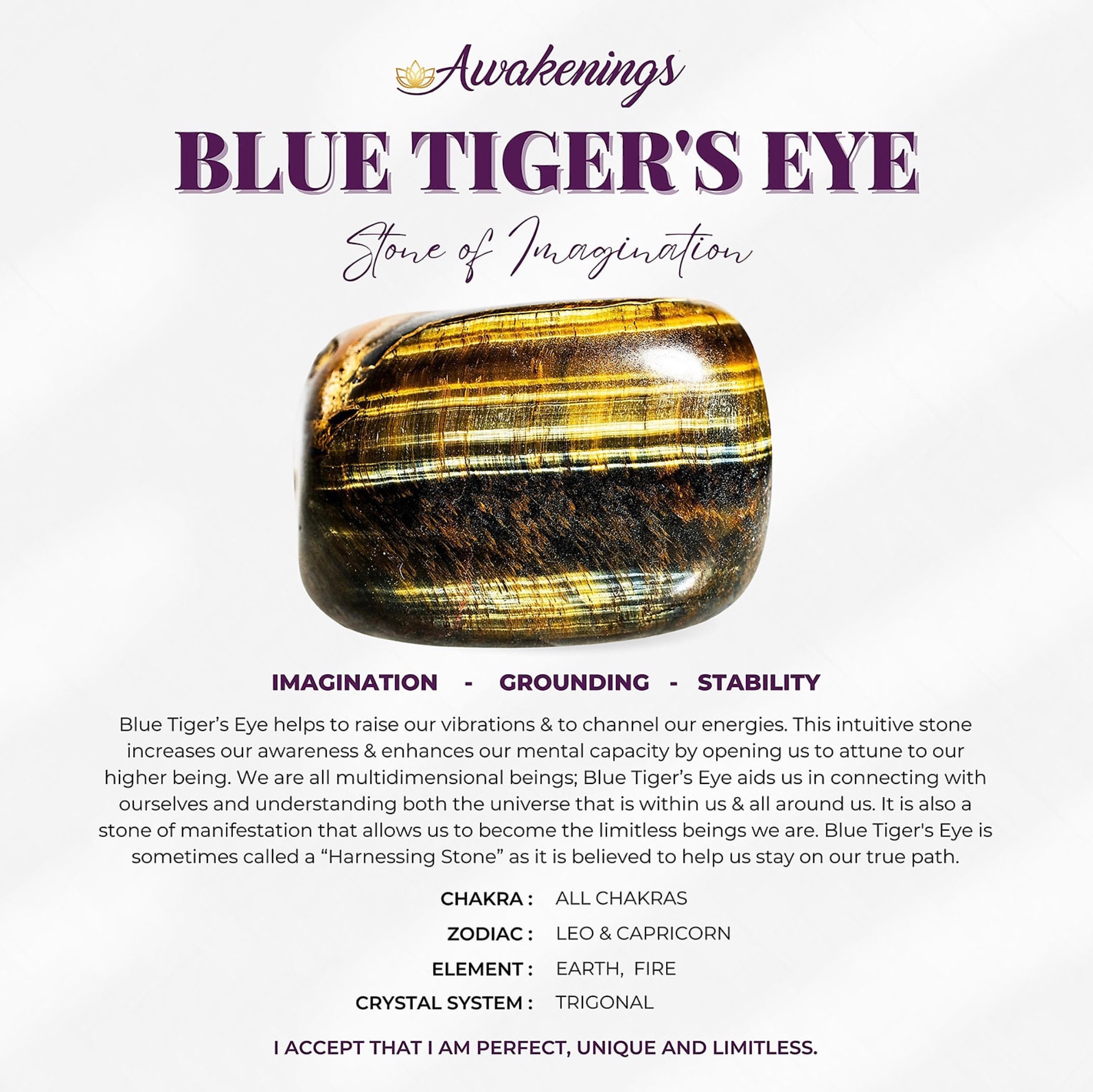 Blue Tiger Eye (hawks Eye) - Tumbled - 1 Stone - Etsy