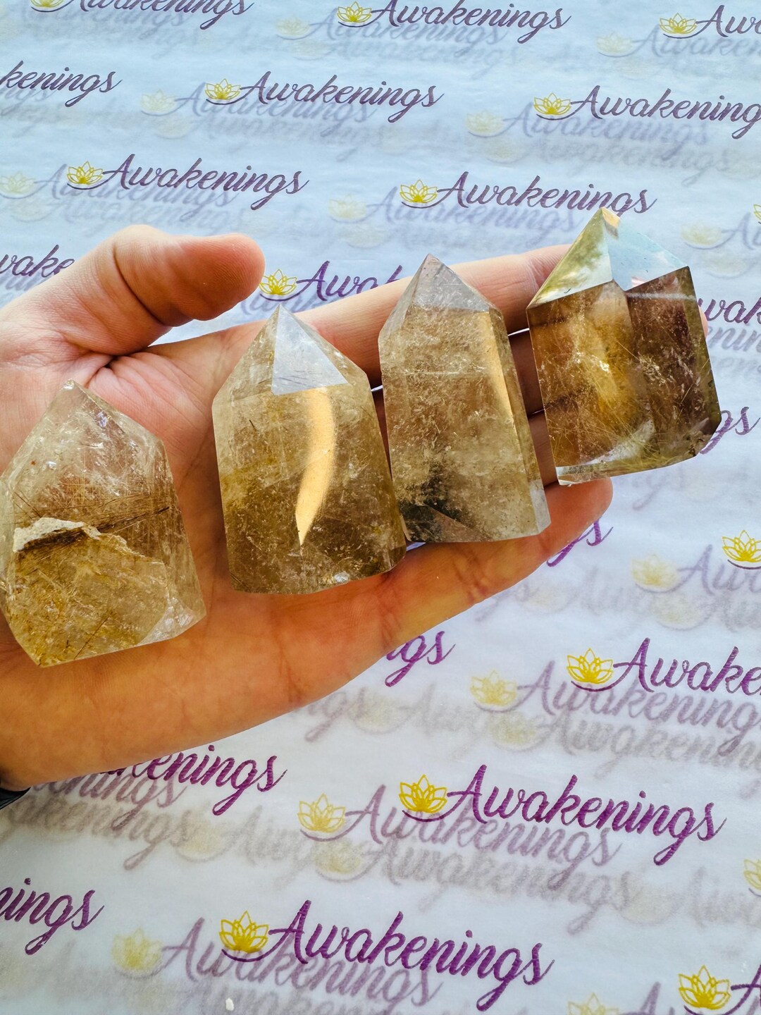 Golden Gold Rutile rutilated Tower Point Generator Medium 2-3 1 Stone ...