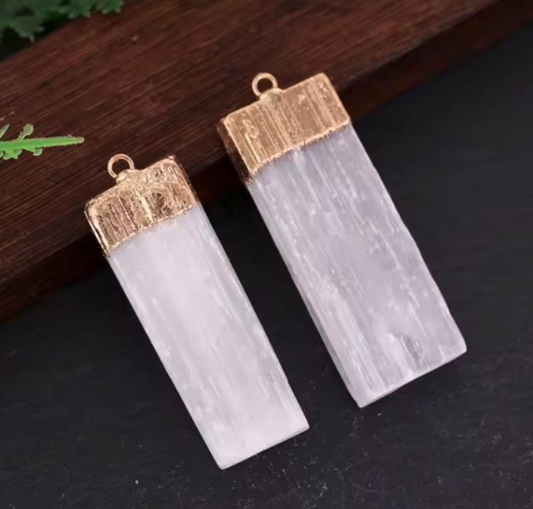 Selenite (satin Spar Gypsum) - Pendant - Flat Blade Rough Raw Natural ...