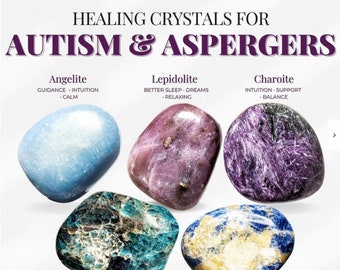 AUTISM SUPPORT Tumbled Crystal Healing Set 4 Gemstones W/description ...