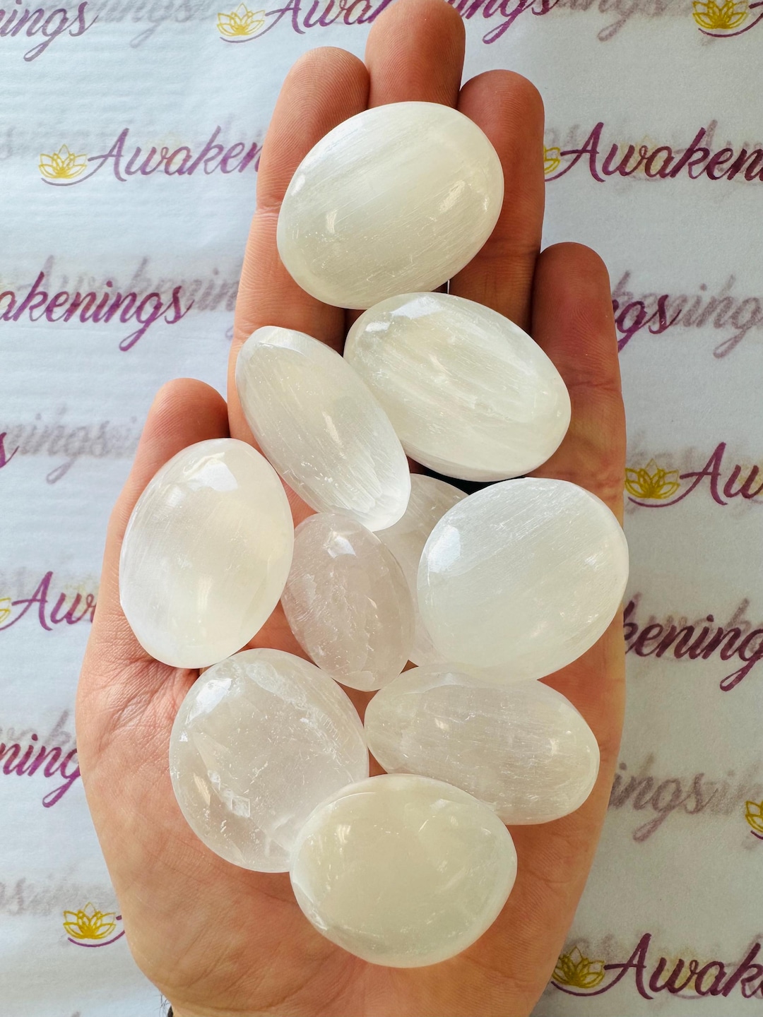 Selenite (satin Spar Gypsum) Mini Palm Pillow Pocket Stone - 1 Stone - Etsy