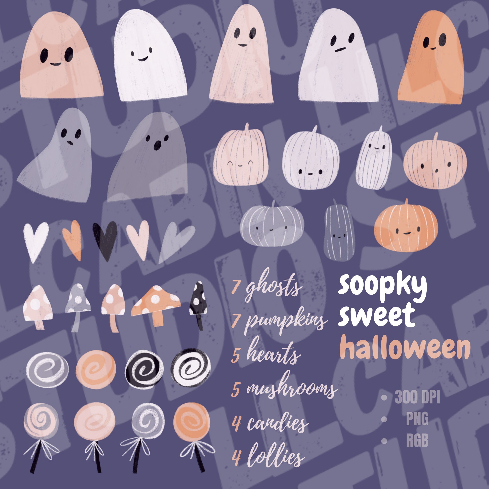 Spooky Sweet Kawaii Halloween Clipart - Cute Halloween Art Commercial ...