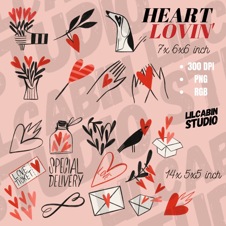 Heart Lovin' Valentines Clipart - Valentines Day Commercial Use Clipart ...