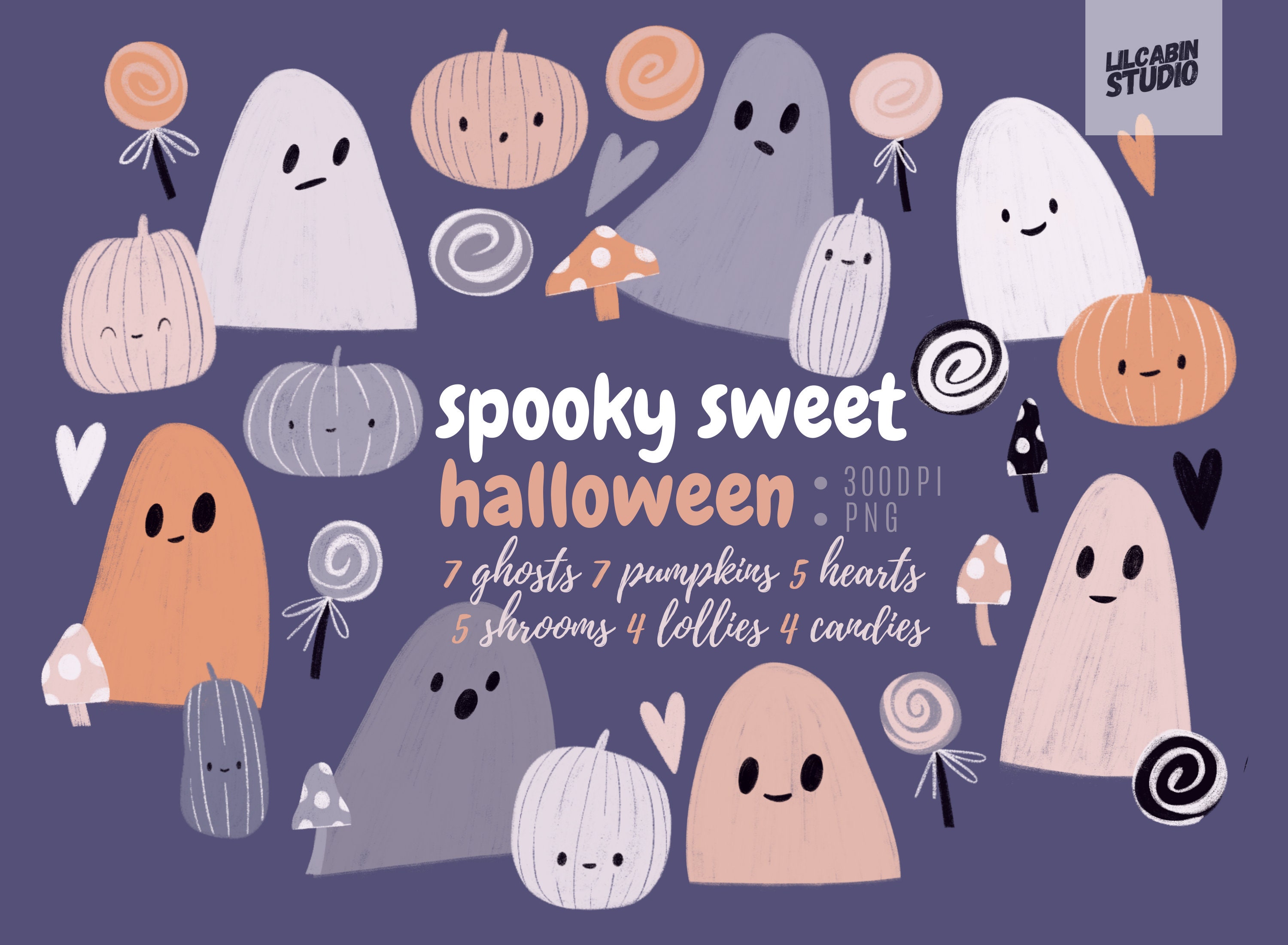 Spooky Sweet Kawaii Halloween Clipart - Cute Halloween Art Commercial ...