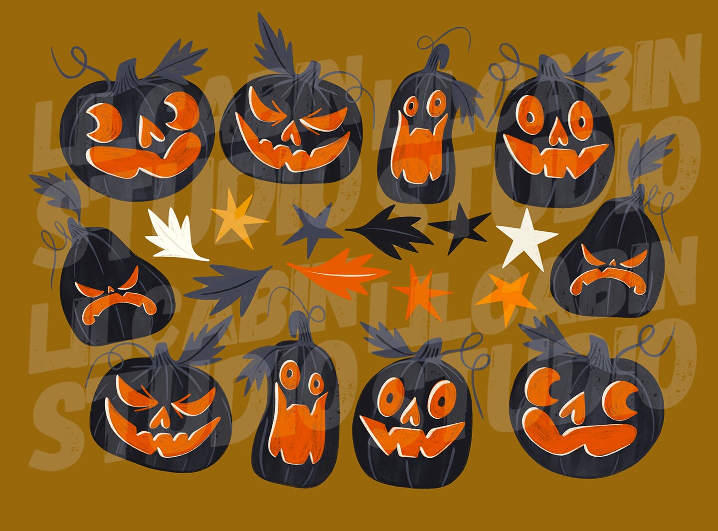 Dark Jack O'lantern Halloween Clipart - Pumpkin Clipart Commercial Use ...