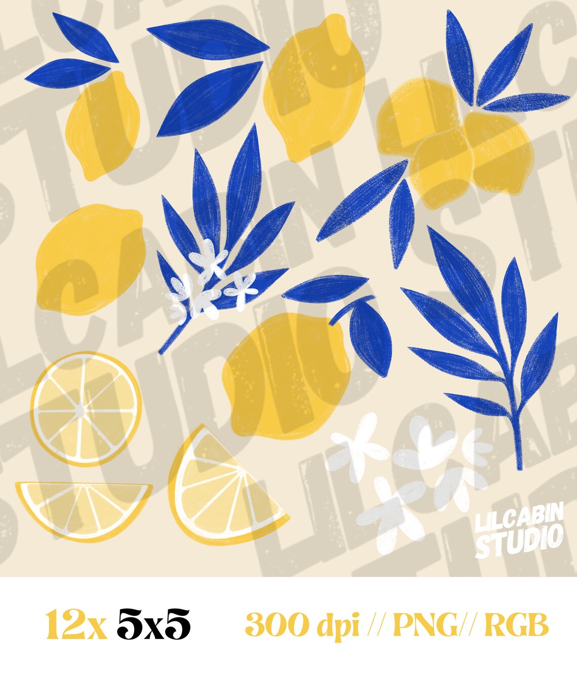Life of Lemons Summertime Clipart Collection - Yellow Fruit Citrus ...