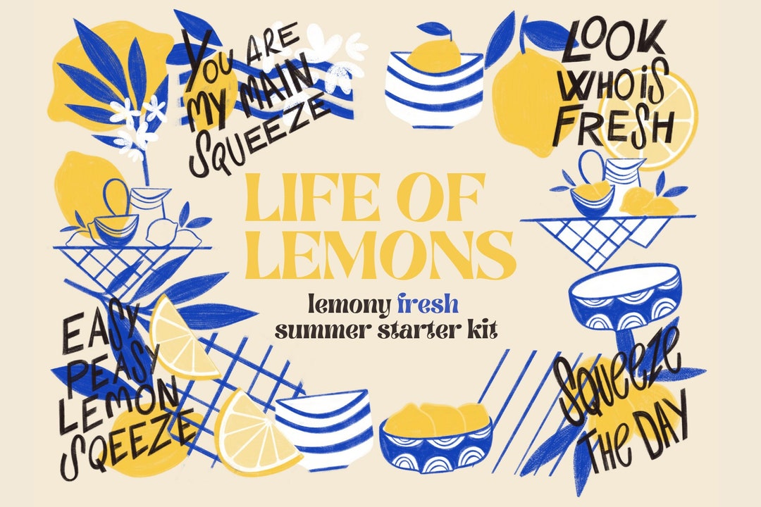 Life of Lemons Summertime Clipart Collection - Yellow Fruit Citrus ...
