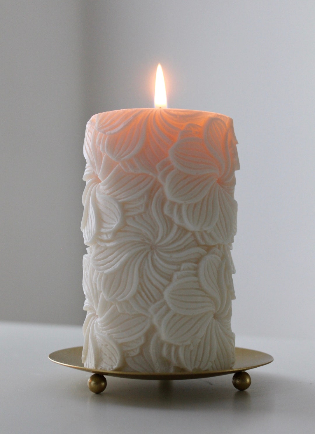Swirl Design Pillar Candle, Unscented Soy & Beeswax Pillar Candle ...