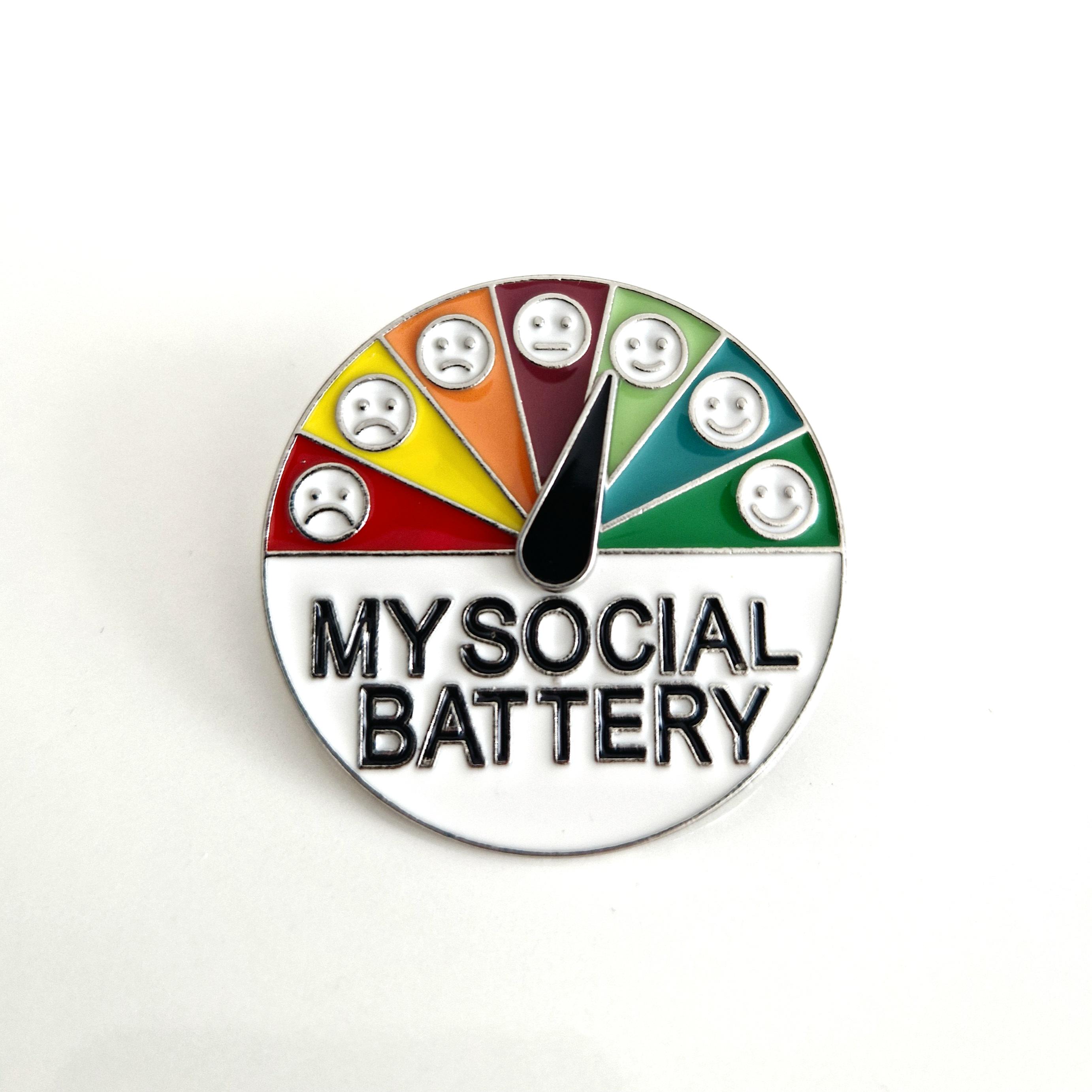Social Battery Pin, Mood Tracker Brooch, Introvert Brooch, Introvert ...